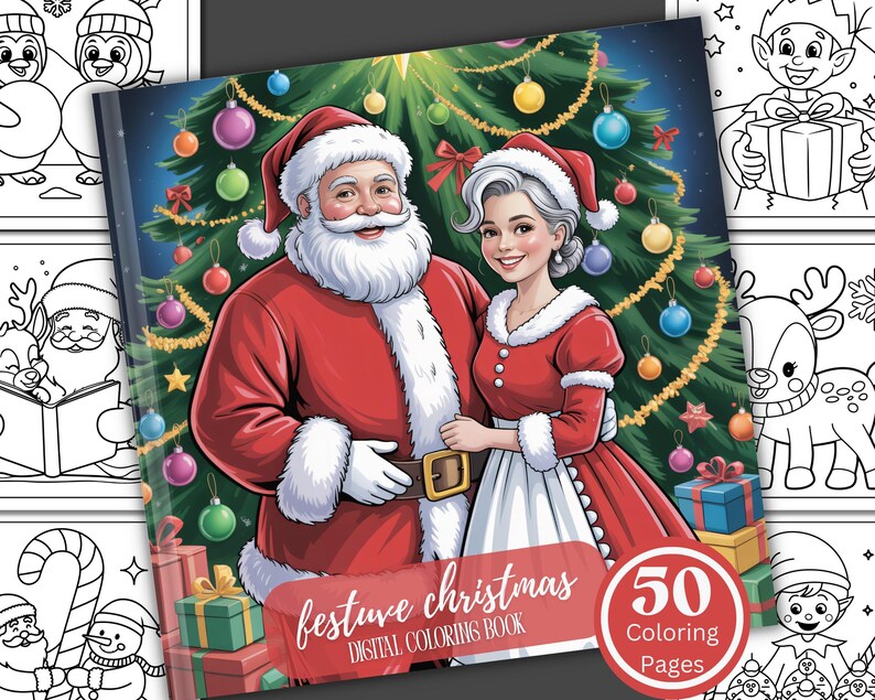 Festive Christmas Coloring Book/50 Coloring Pages/digital Download - Etsy