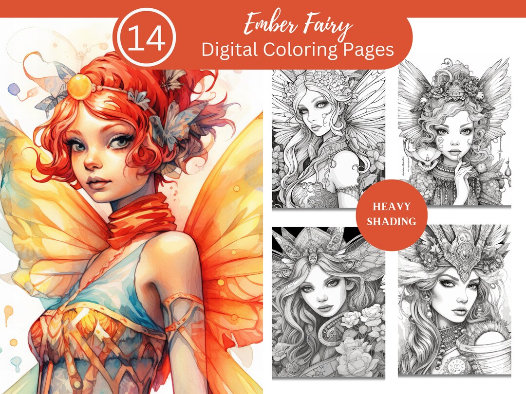 DISCONTINUED Beautiful Ember Fairy Coloring Pages Set of 14 Digital ...