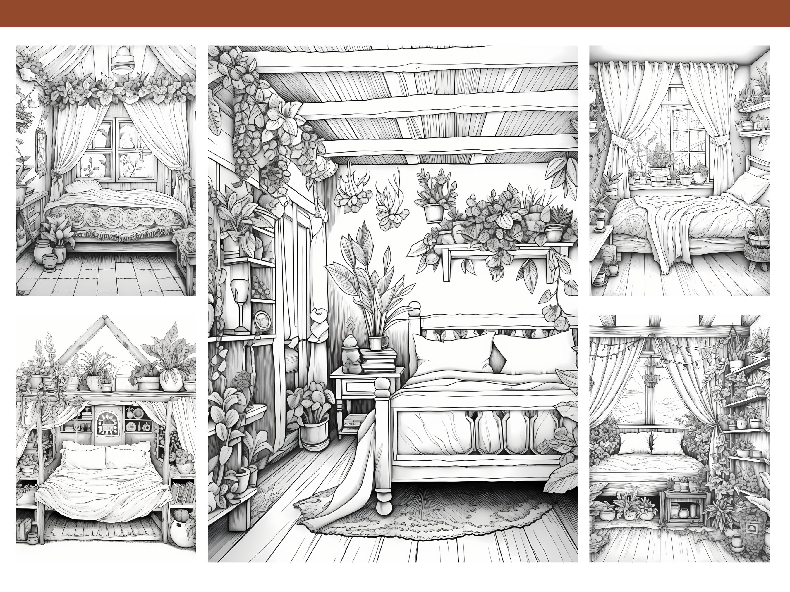 Bohemian Bedroom Adult Coloring Pages/25 Coloring Pages to Relax and ...