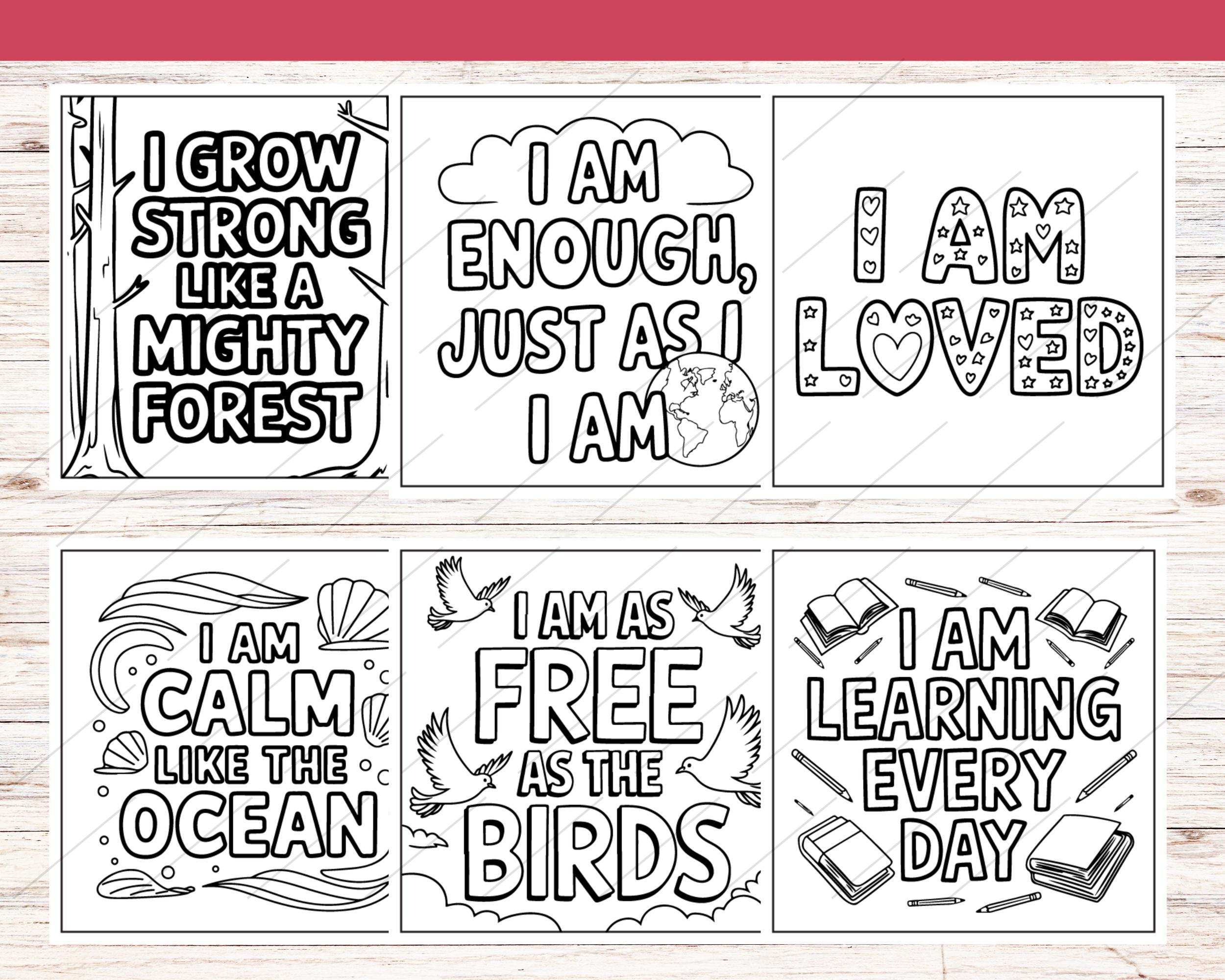 Positive Affirmations Coloring Book: 60 Bold Pages (digital Download ...