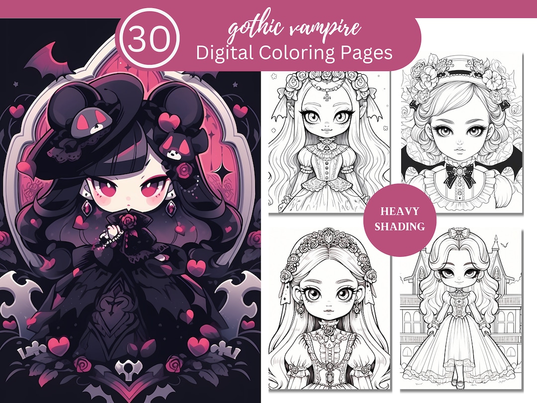 Gothic Vampire Adult Coloring Book/30 Coloring Pages to Relax and ...