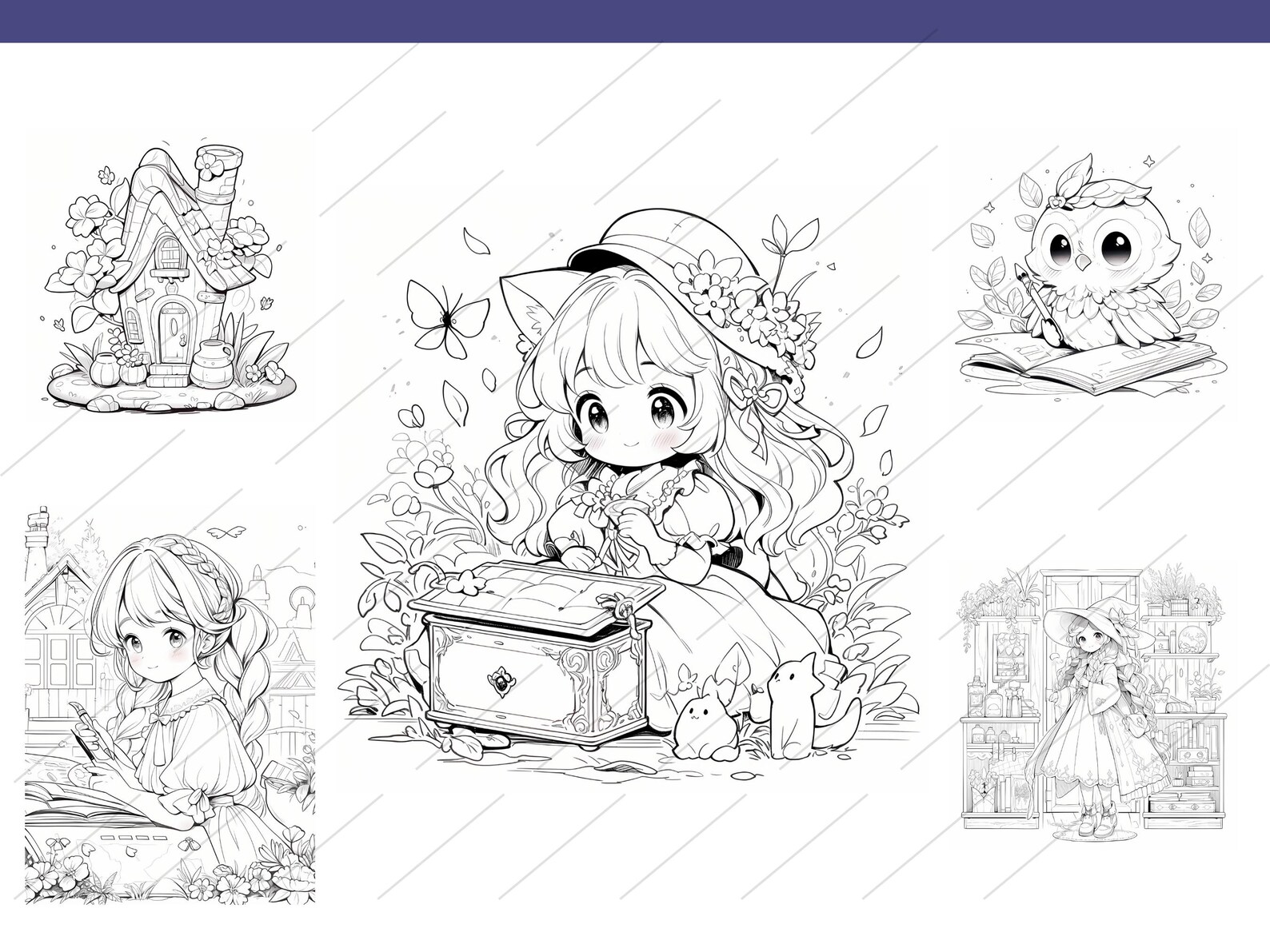 Kawaii Enchanted Coloring Book/30 Coloring Pages to Relax and Unwind ...