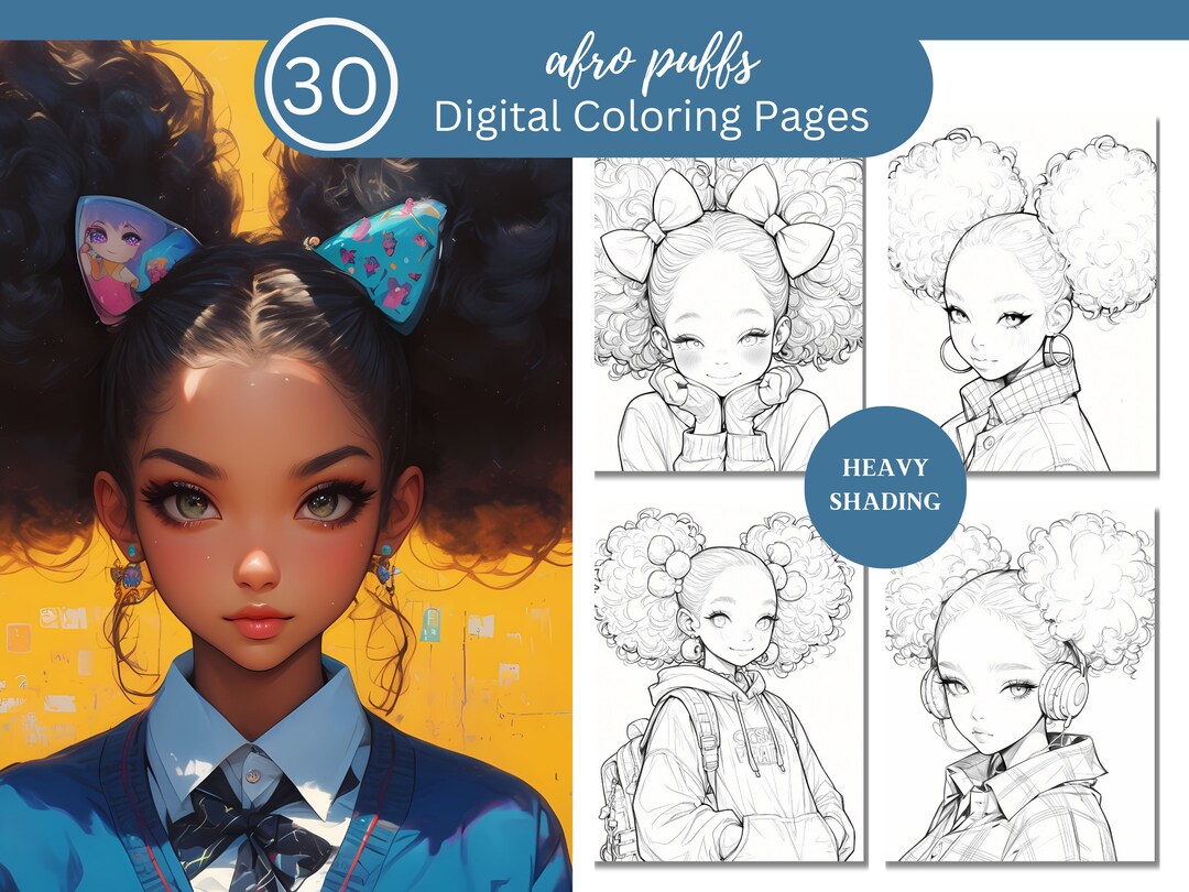 DISCONTINUED - Afro Puffs - Girls Coloring Book/30 Coloring Pages to ...