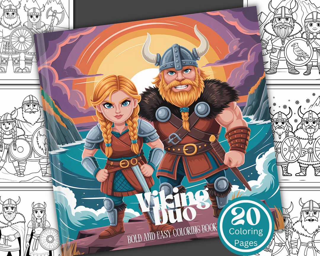 Viking Duo Coloring Book/20 Coloring Pages/digital Download/cute ...