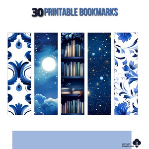 Dreamy Blue - 30 Bookmarks - Digital Download for Avid Readers ...