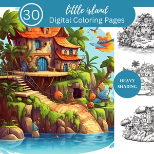 30 Little Island Worlds Coloring Pages Instant Digital Download ...