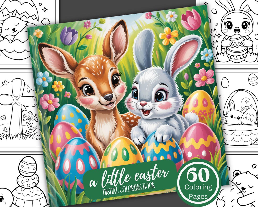 A Little Easter Coloring Book/60 Coloring Pages/digital Download/kawaii ...