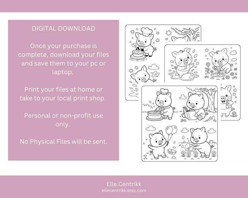 My Little Piggy Bold and Easy Coloring Book/25 Coloring Pages/digital ...