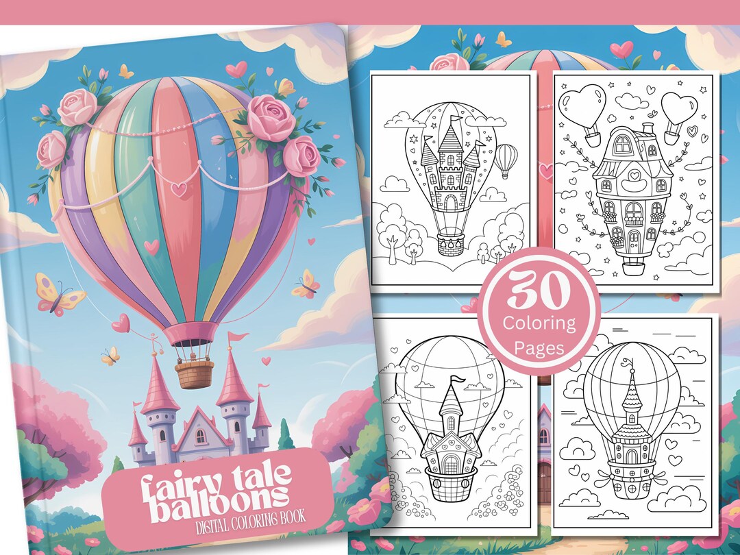 Fairy Tale Balloon Coloring Book, 30 Kawaii Pages (digital Download) - Etsy