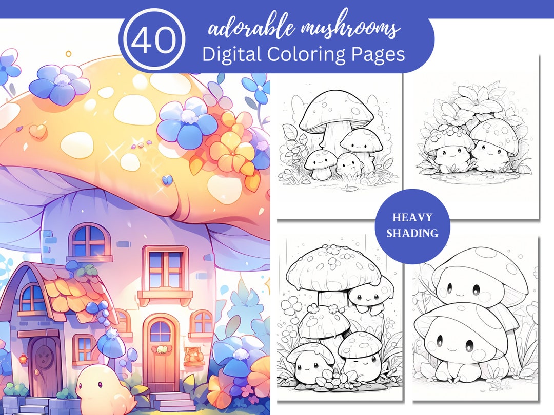 DISCONTINUED - Adorable Mushrooms Adult Coloring Book Fun/40 Coloring ...