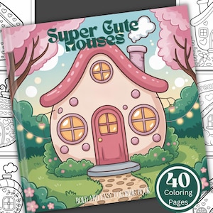 Bold and Easy Super Cute Houses Coloring Book/40 Coloring Pages/digital ...