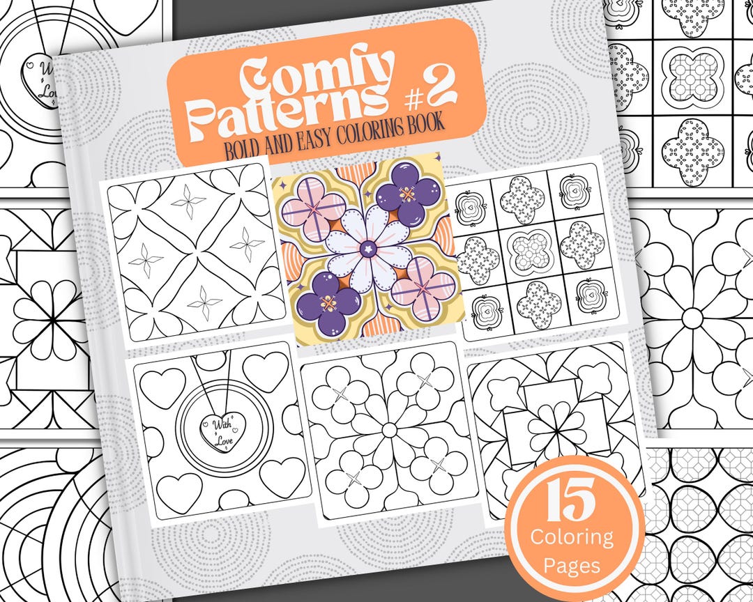 Pattern Coloring Book: 15 Bold & Easy Pages (digital Download) - Etsy