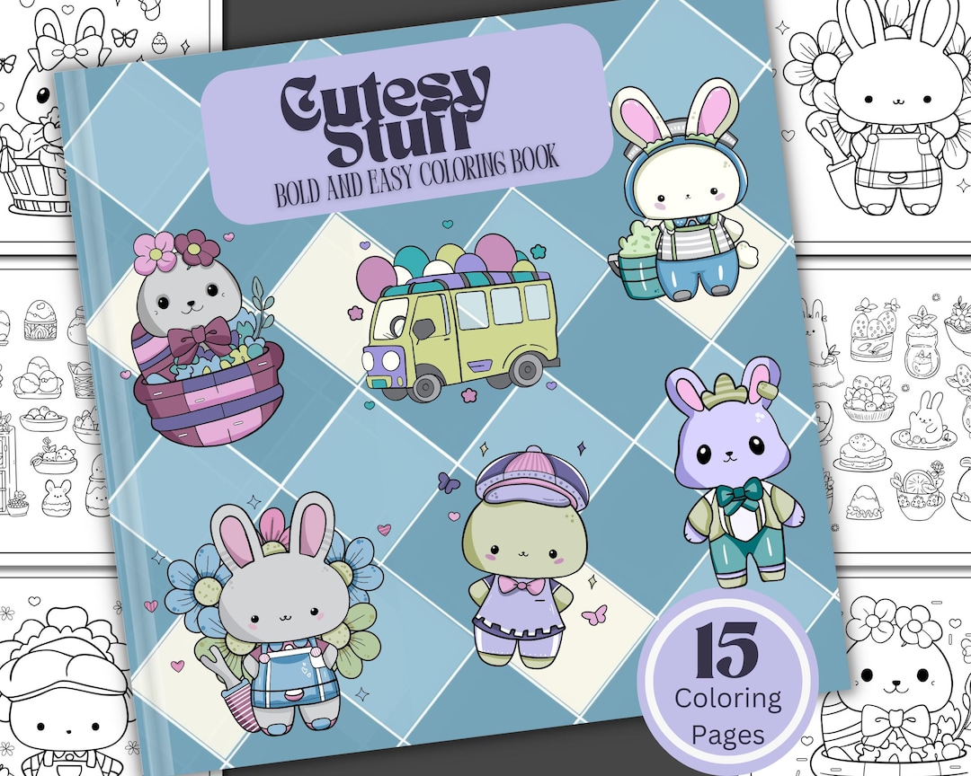Bold and Easy Cutesy Stuff Coloring Book/15 Coloring Pages/digital ...