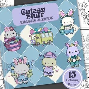 Bold and Easy Cutesy Stuff Coloring Book/15 Coloring Pages/digital ...