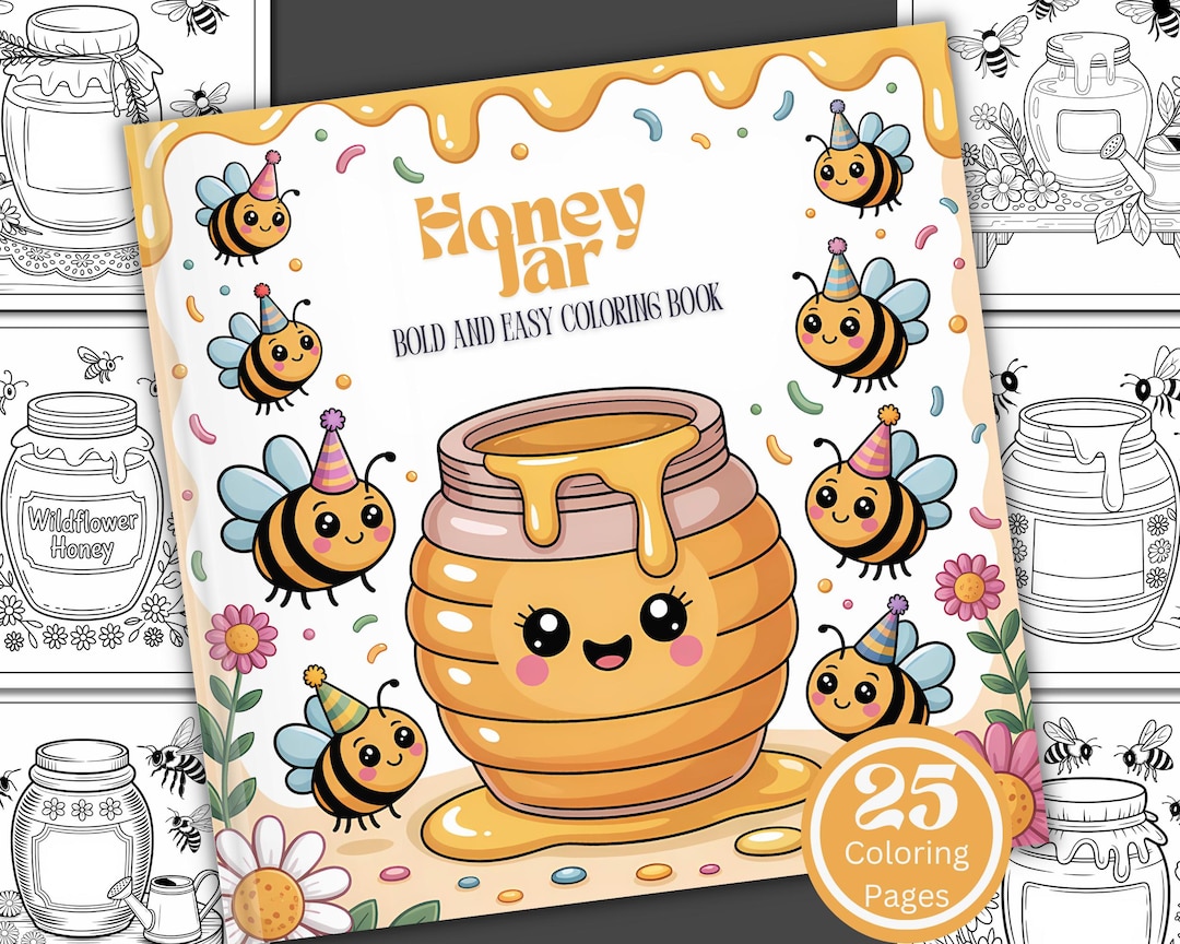 Bold and Easy Honey Jar Coloring Book/25 Coloring Pages/digital ...