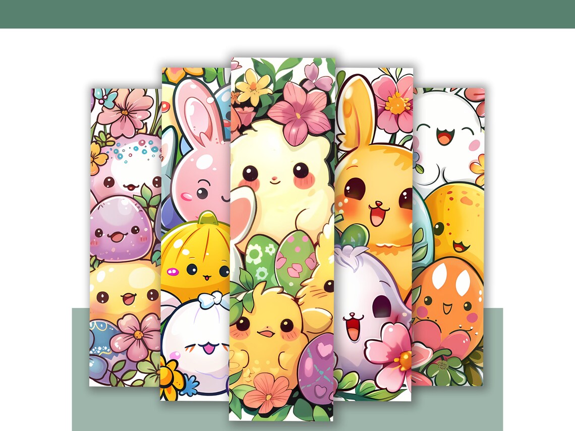Cute Kawaii Animal Bookmarks Set of 15 Bookmarks Digital Downloads ...