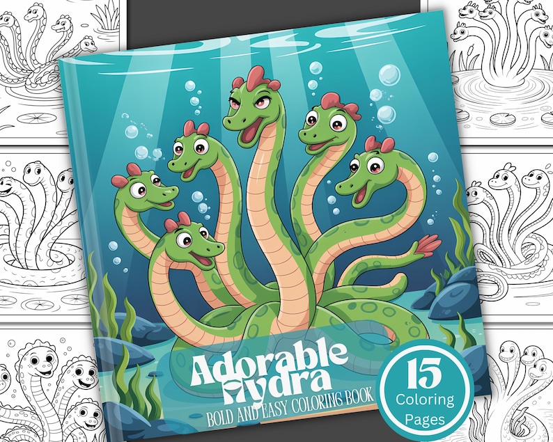 Bold and Easy Adorable Hydra Coloring Book/15 Coloring Pages/digital ...