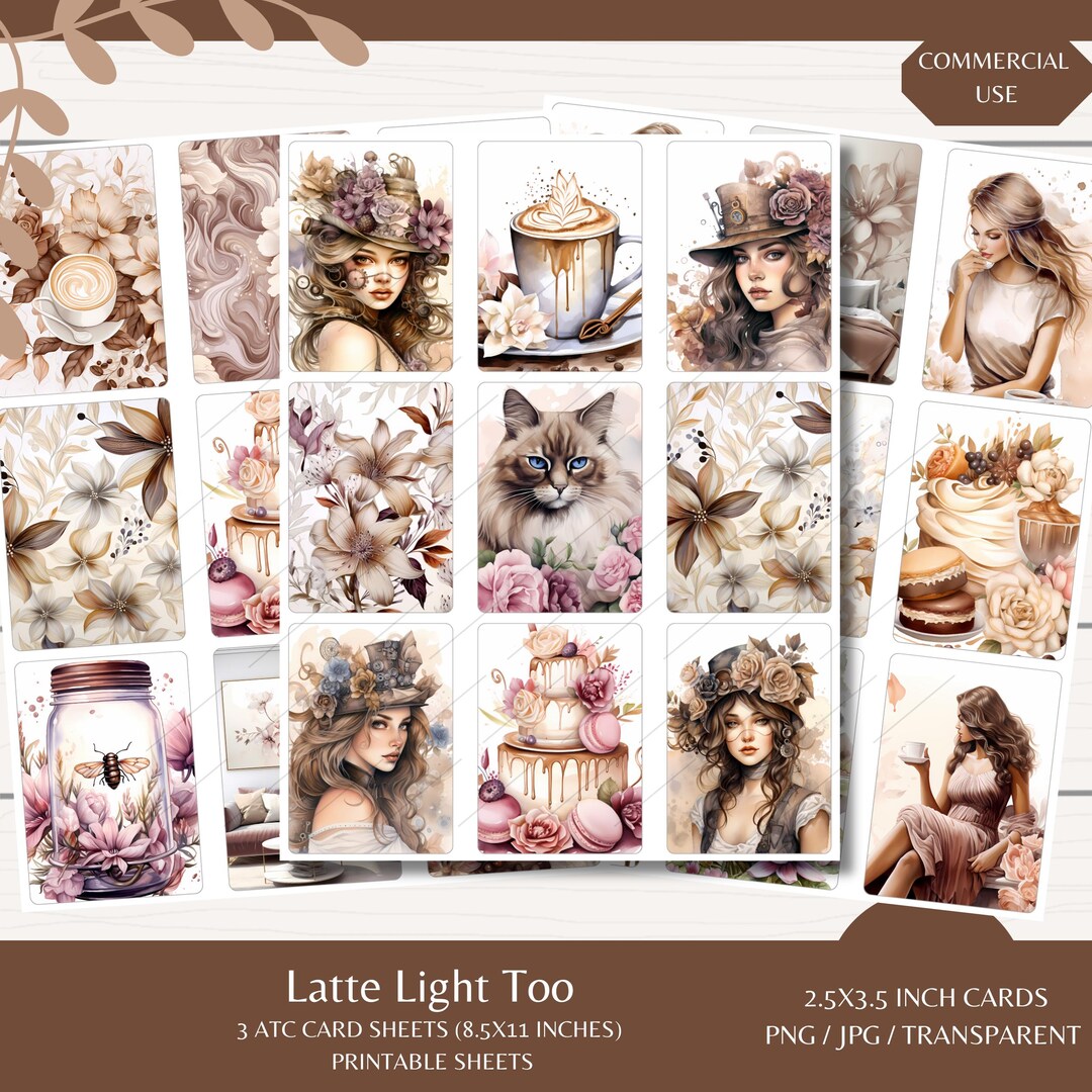 Latte Light ATC Cards: Scrapbooking Junk Journal Ephemera (digital ...