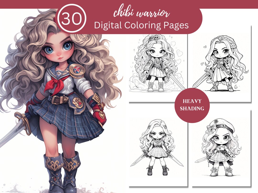 DISCONTINUED - Chibi Warriors Adult Coloring Book Fun/30 Coloring Pages ...