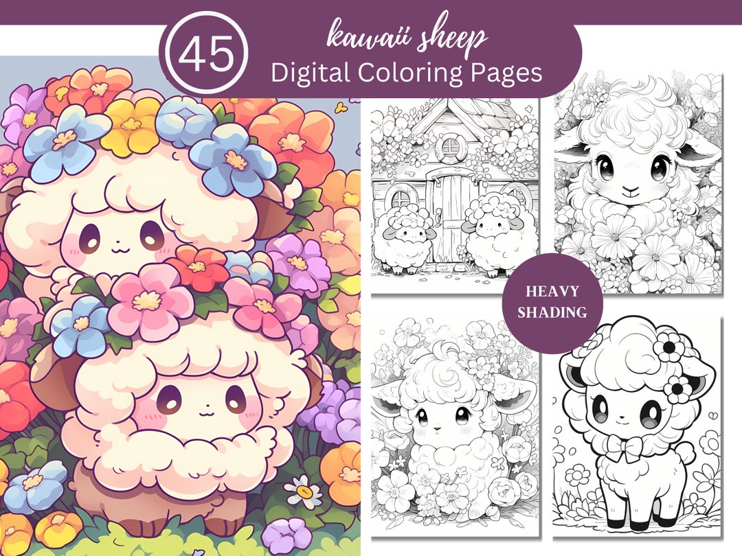 DISCONTINUED Cute Kawaii Sheep Coloring Book Fun for All/45 Coloring ...