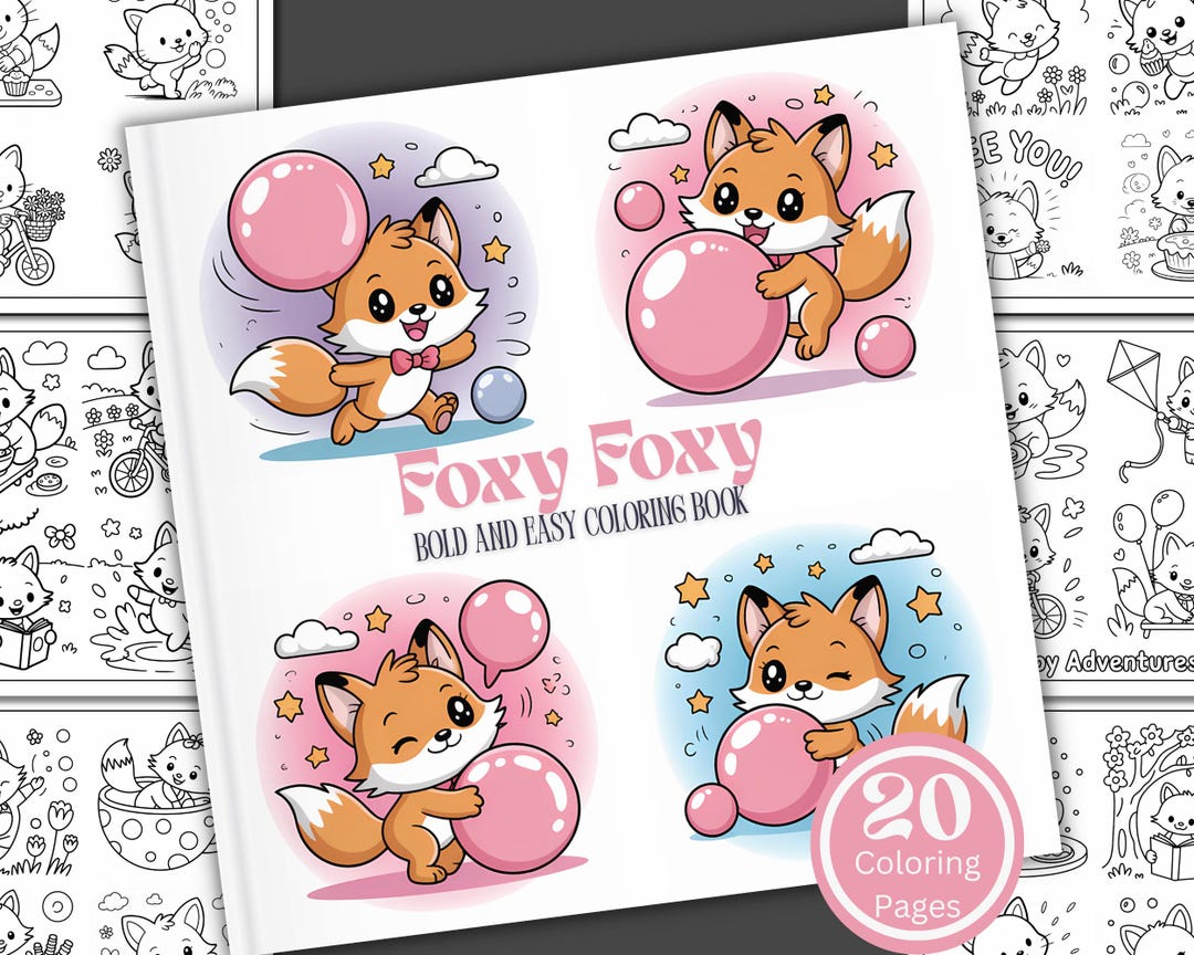Bold and Easy Foxy Foxy Coloring Book/20 Coloring Pages/digital ...