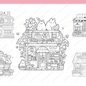 Cute Kawaii Shops Coloring Book/30 Coloring Pages to Relax and Unwind ...