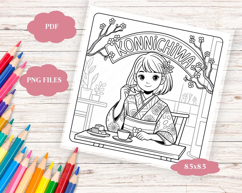 Japanese Kimono Coloring Book, 25 Kawaii Pages (digital Download) - Etsy