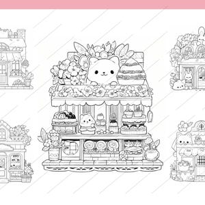 Cute Kawaii Shops Coloring Book/30 Coloring Pages to Relax and Unwind ...