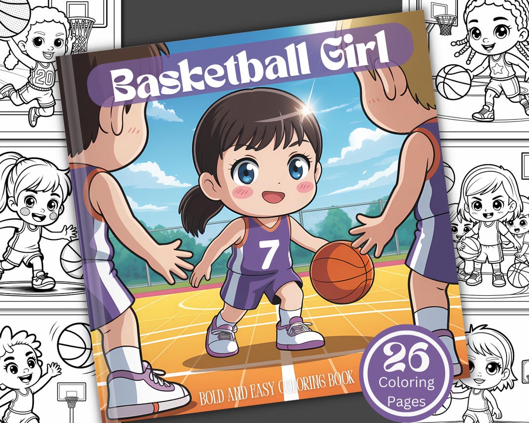 Basketball Girl Coloring Book/26 Coloring Pages/digital Download/cute ...