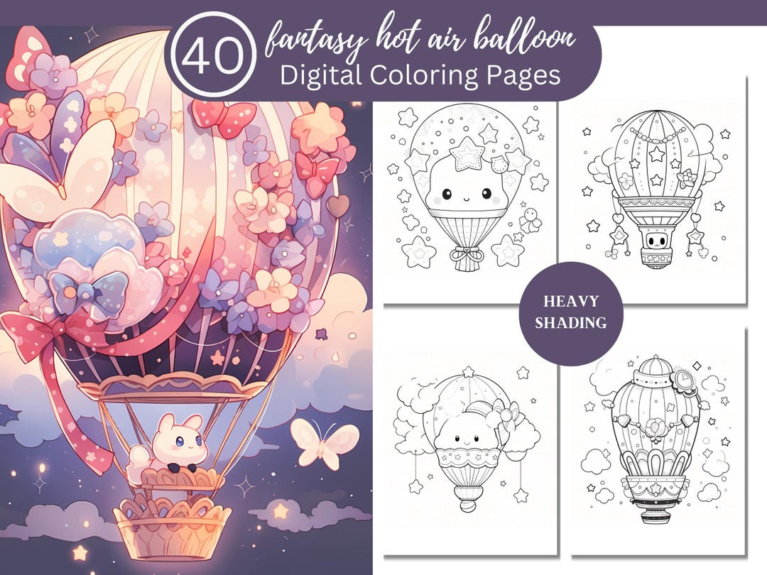 DISCONTINUED - Fantasy Hot Air Balloons Coloring Book/40 Coloring Pages ...