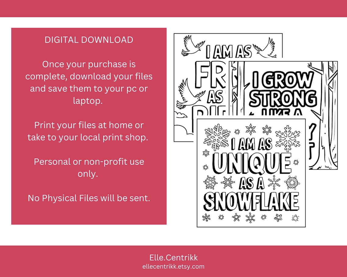 Positive Affirmations Coloring Book: 60 Bold Pages (digital Download ...