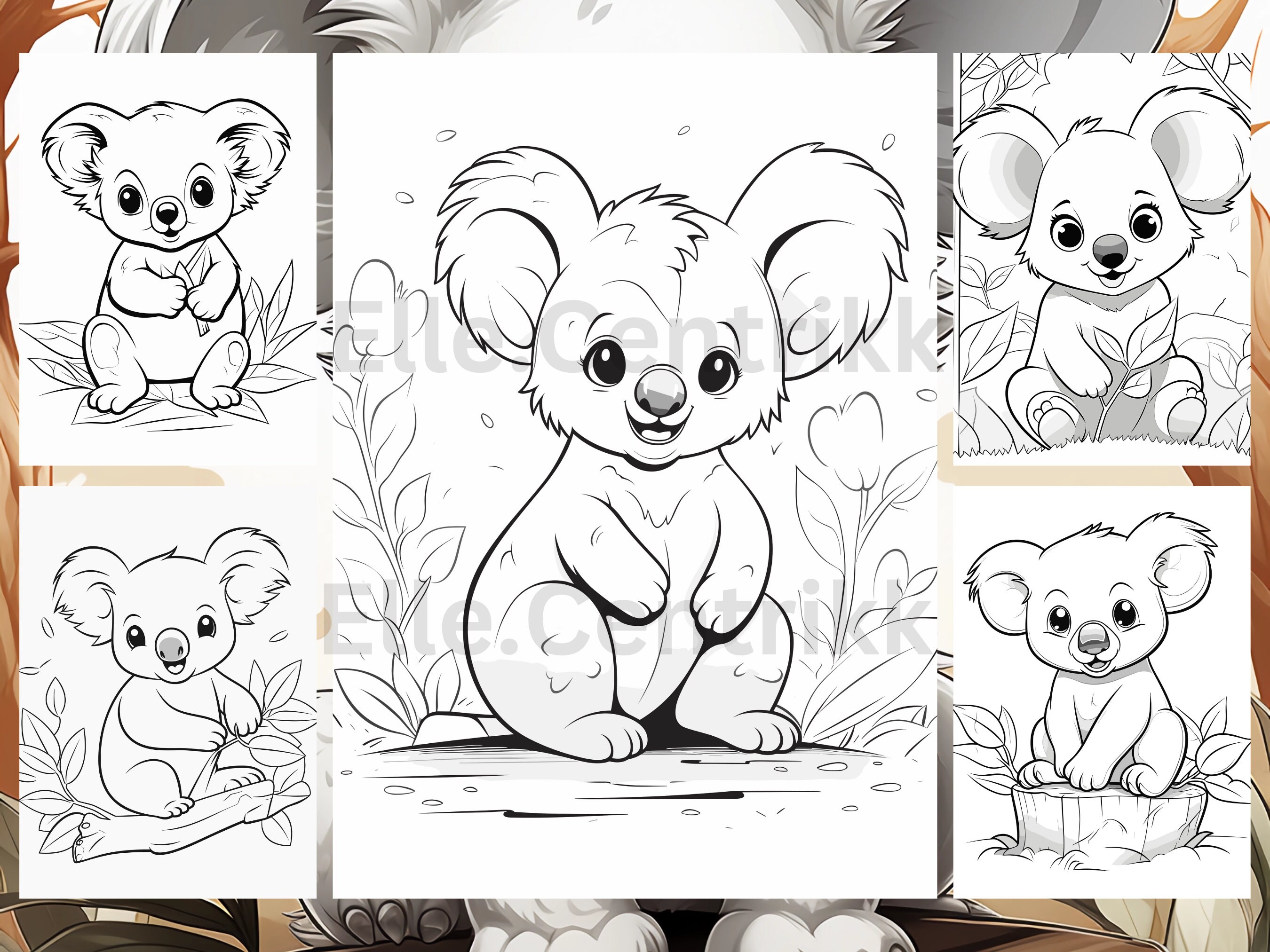 Cute Koala Madness Coloring Pages Set of 25 Coloring Pages Digital ...