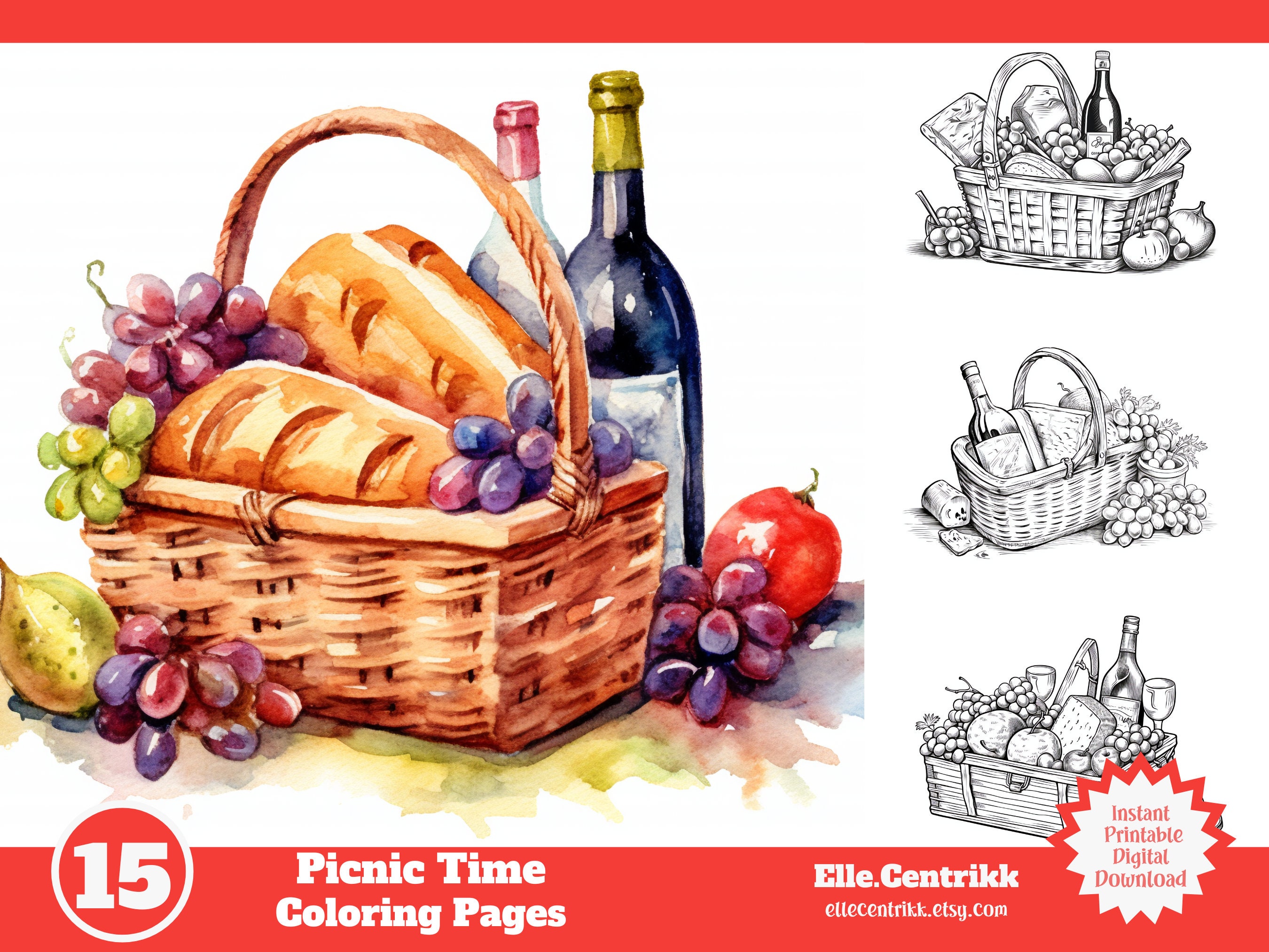 Picnic Basket Coloring Page