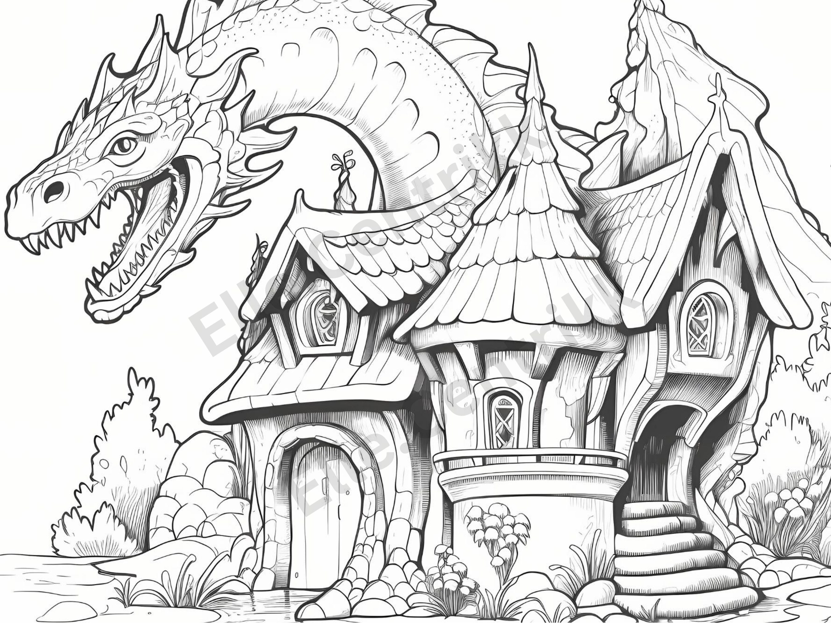 Dragons Lair Coloring Book/25 Coloring Pages to Relax and - Etsy