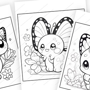 Kawaii Butterfly Floral 1 Coloring Book/40 Coloring Pages/gift Giving ...