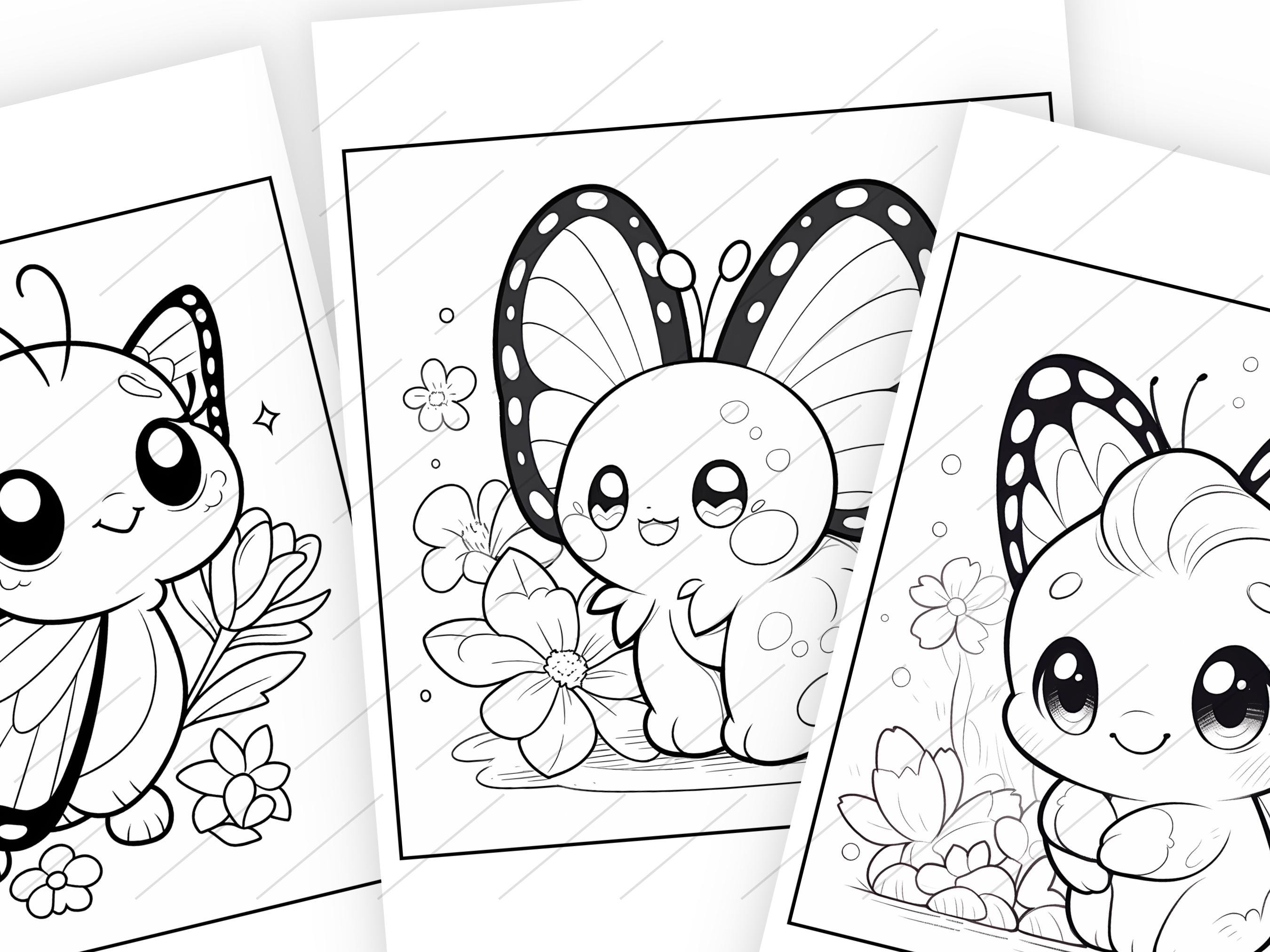 Kawaii Butterfly Floral 1 Coloring Book/40 Coloring Pages/gift Giving ...