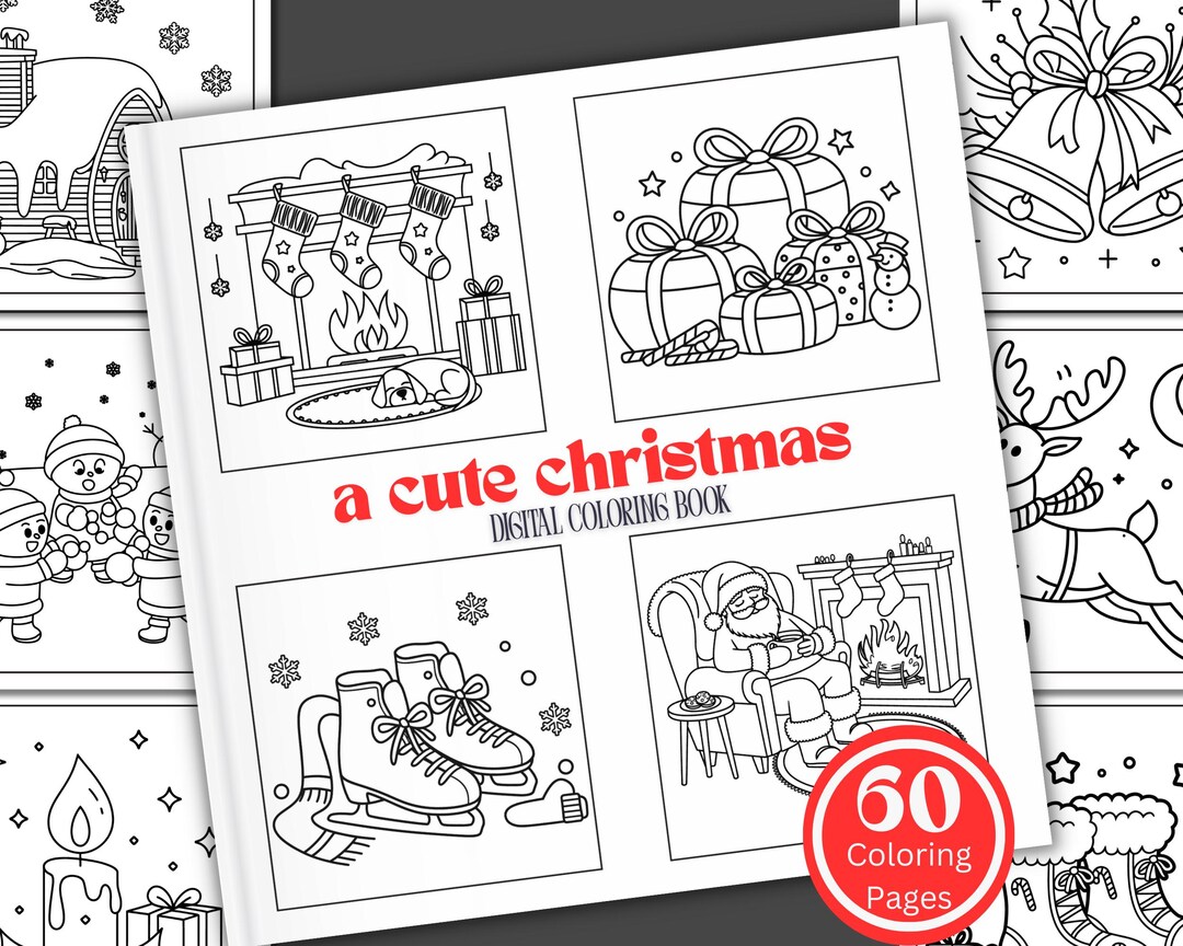 A Cute Christmas Bold and Easy Coloring Book/60 Coloring Pages/digital ...