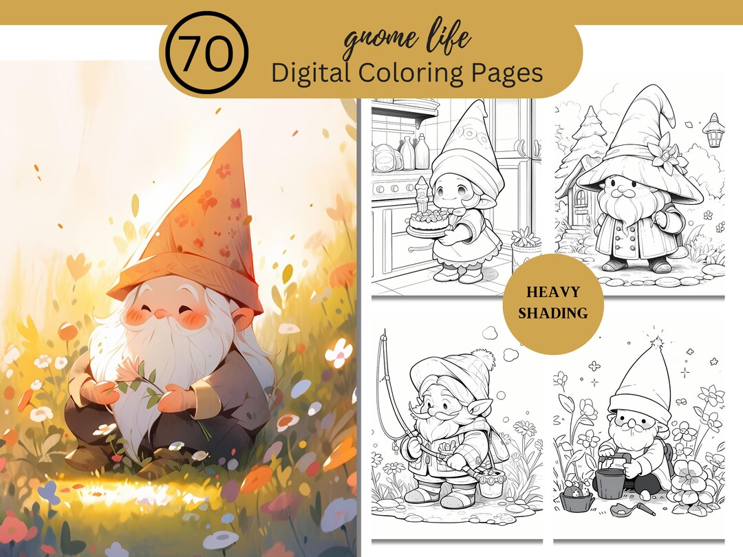 Gnome Life Adult Coloring Pages/70 Coloring Pages to Relax and Unwind ...