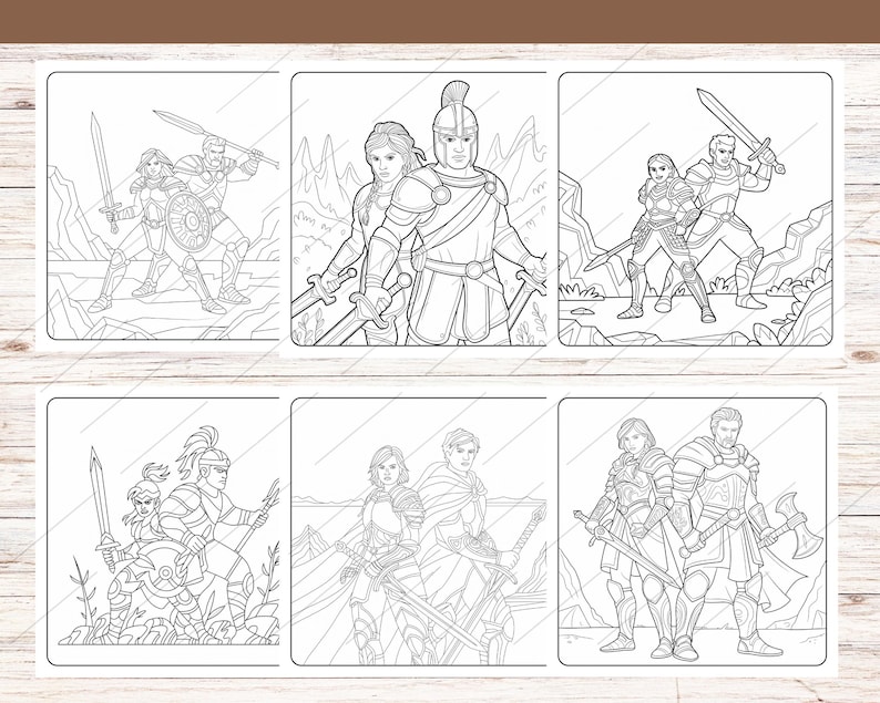 Warrior Duo Coloring Book, Samurai Theme (22 Pages) (digital Download ...