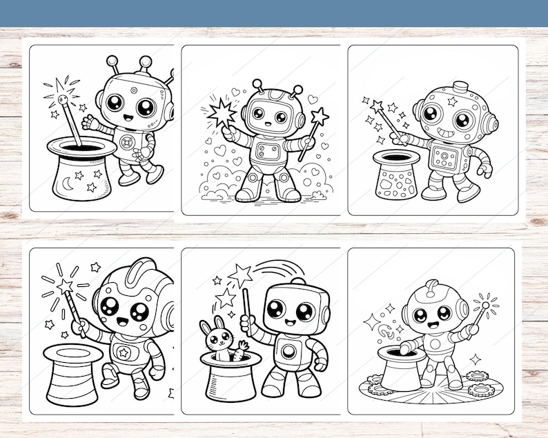 Kawaii Robot Magic Coloring Book/25 Coloring Pages/digital Download ...
