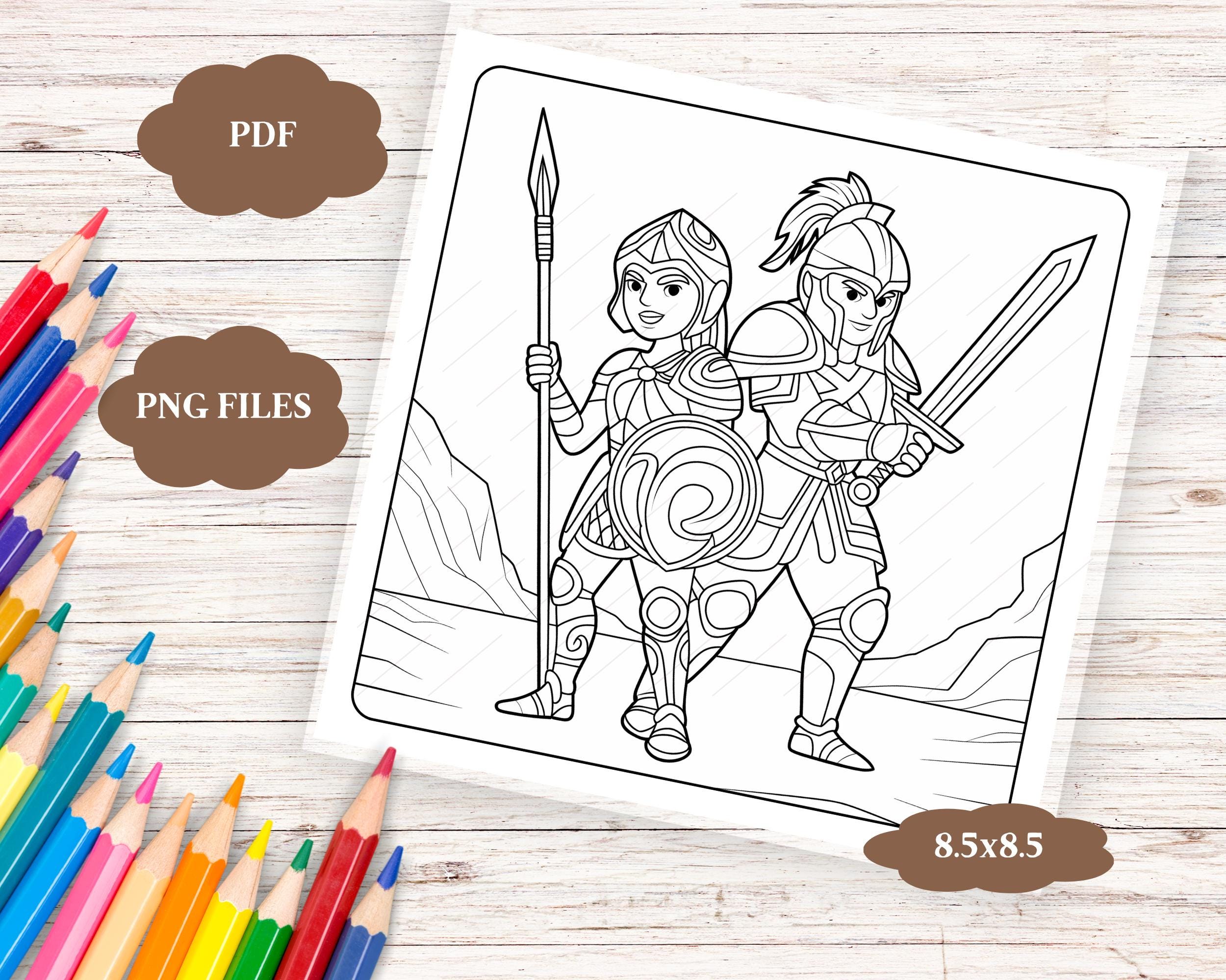 Warrior Duo Coloring Book, Samurai Theme (22 Pages) (digital Download ...