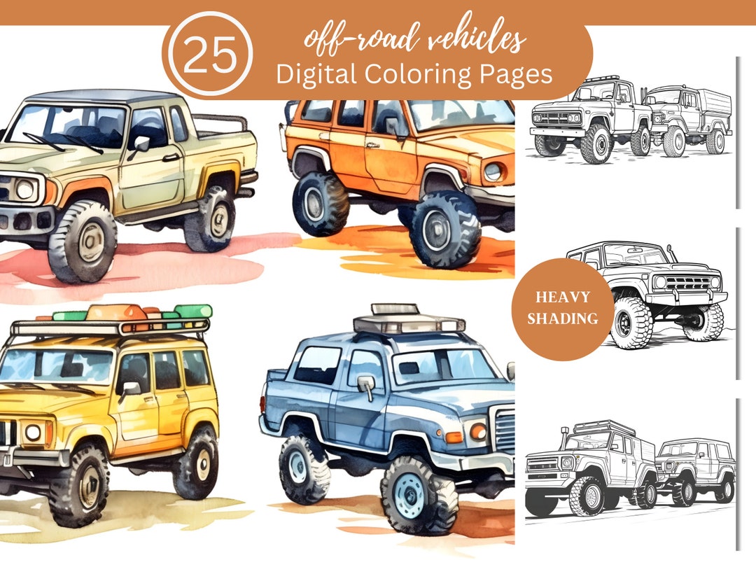 25 Off-road Vehicles Coloring Pages Adult Coloring Coloring for Him ...