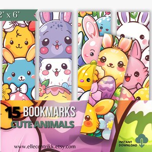 Cute Kawaii Animal Bookmarks Set of 15 Bookmarks Digital Downloads ...