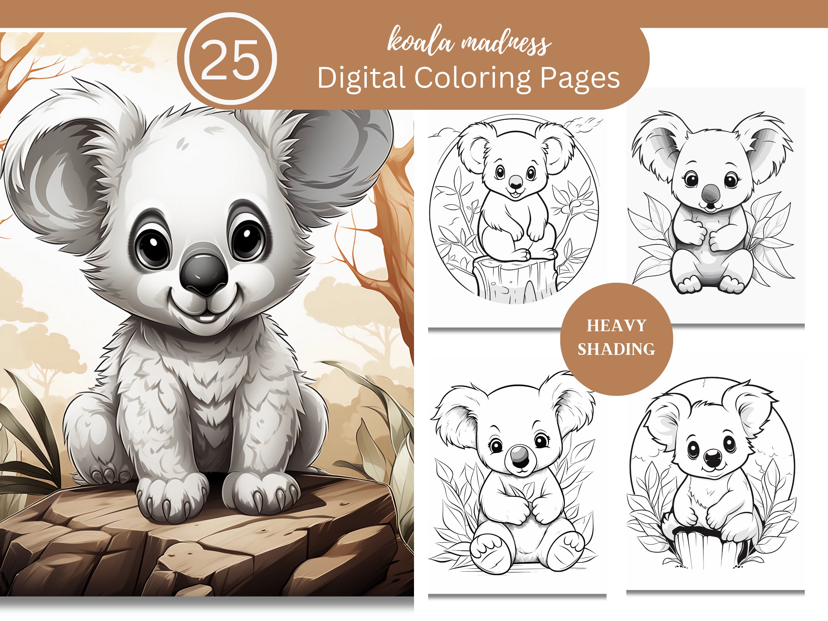 Cute Koala Madness Coloring Pages Set of 25 Coloring Pages Digital ...