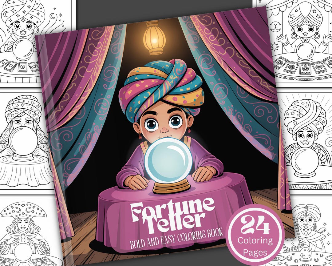 Bold and Easy Fortune Teller Coloring Book/24 Coloring Pages/digital ...