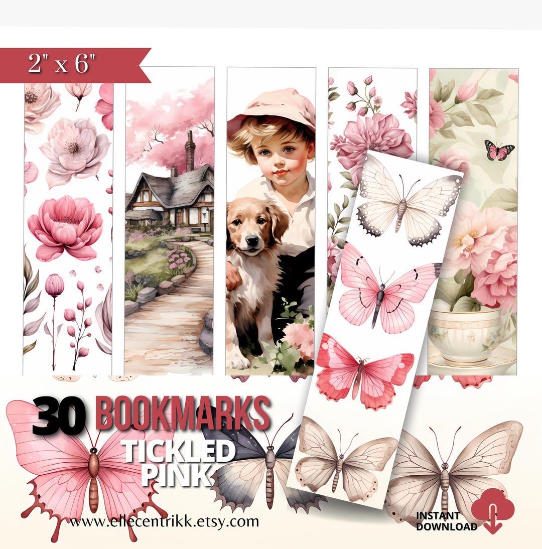 Tickled Pink 30 Bookmarks Digital Download for Avid Readers Ephemera ...