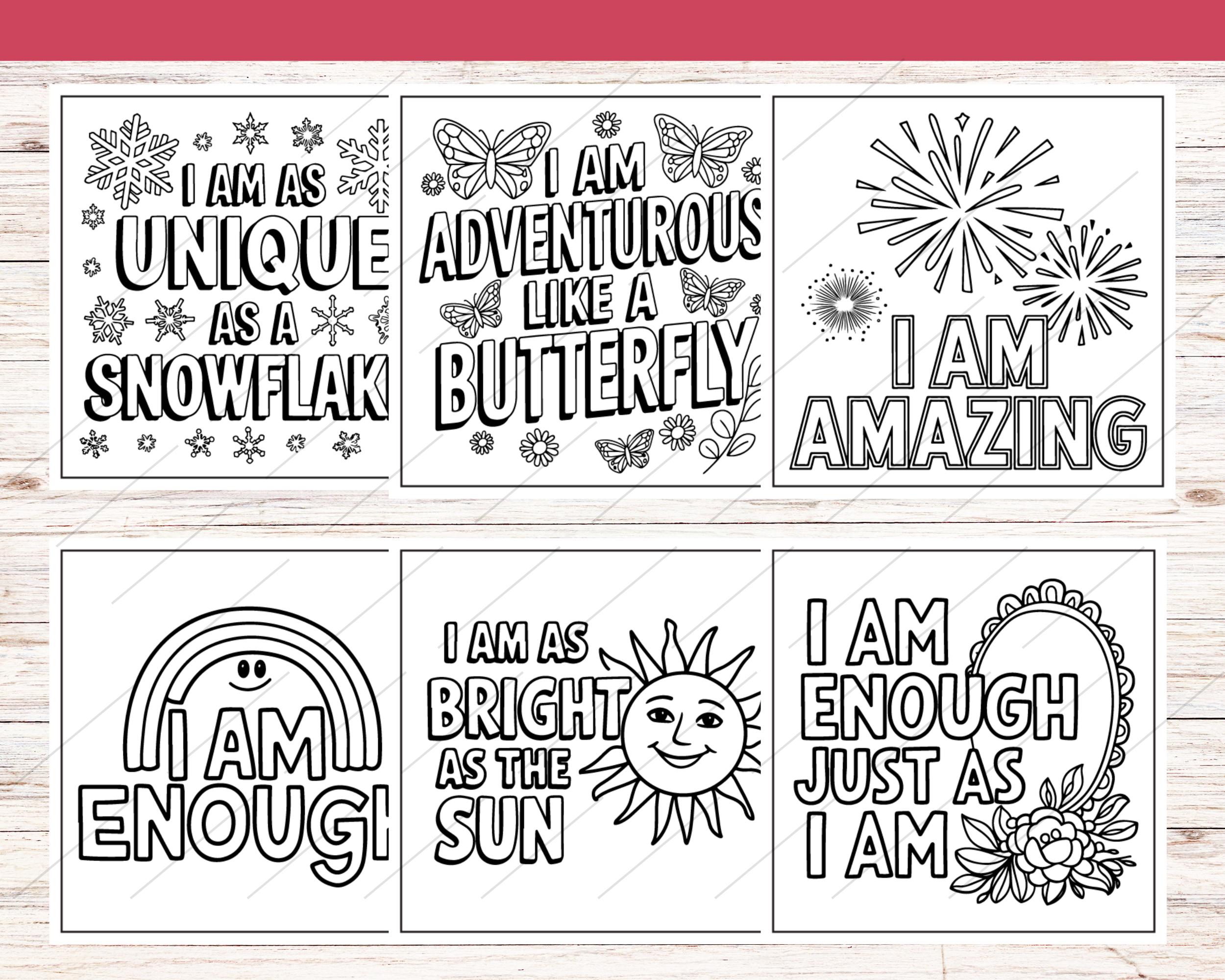 Positive Affirmations Coloring Book: 60 Bold Pages (digital Download ...