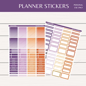 Autumn in Purple/5 Printable Digital Planner Stickers/ec Vertical ...