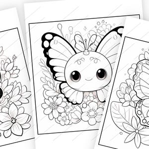 Kawaii Butterfly Floral 1 Coloring Book/40 Coloring Pages/gift Giving ...