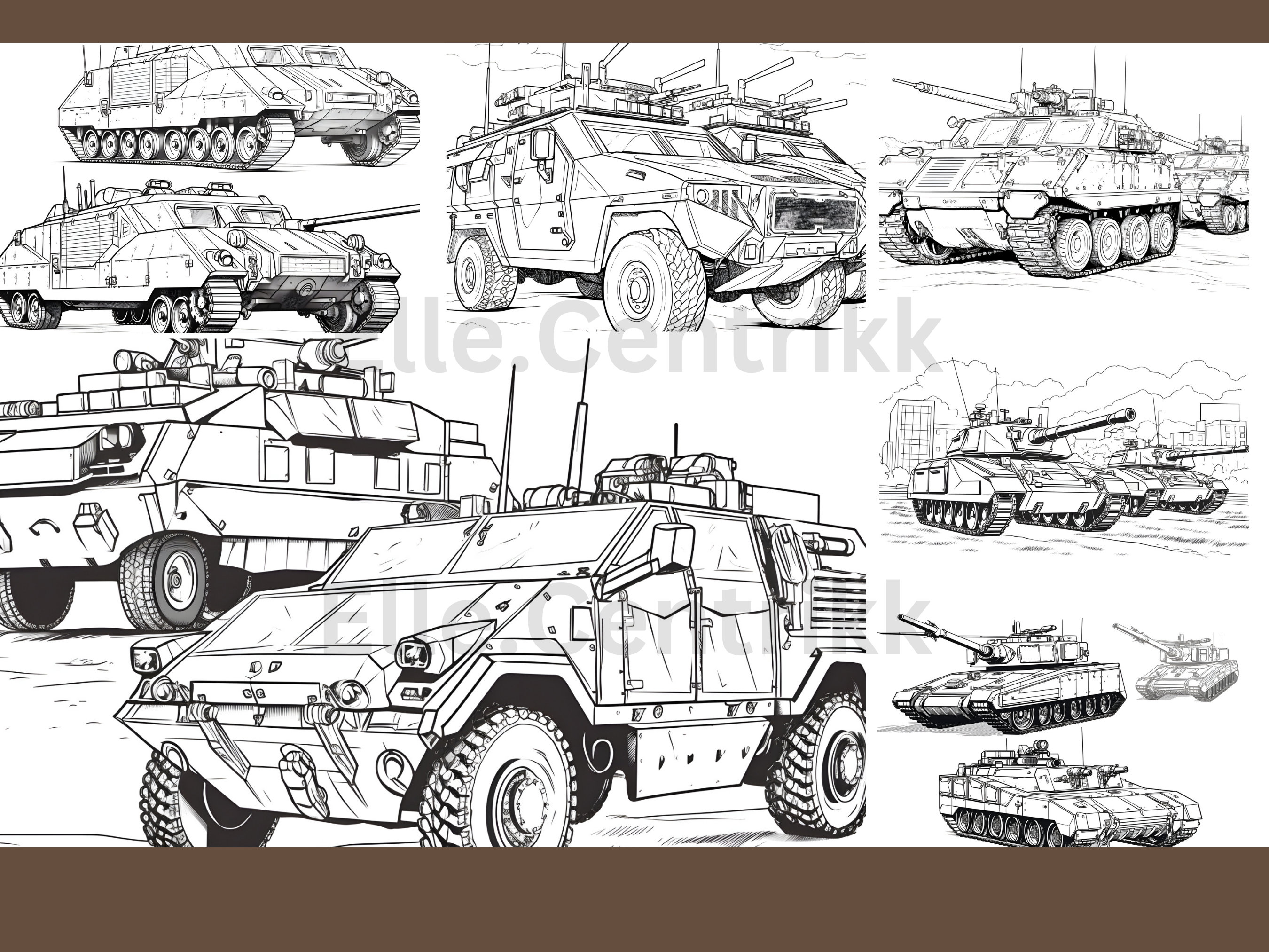 Military Vehicles Coloring Pages Set of 25 Digital Download Perfect for ...
